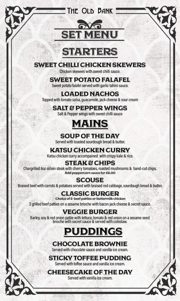 Menu The Old Bank - MelodiGrandPrixFans.dk